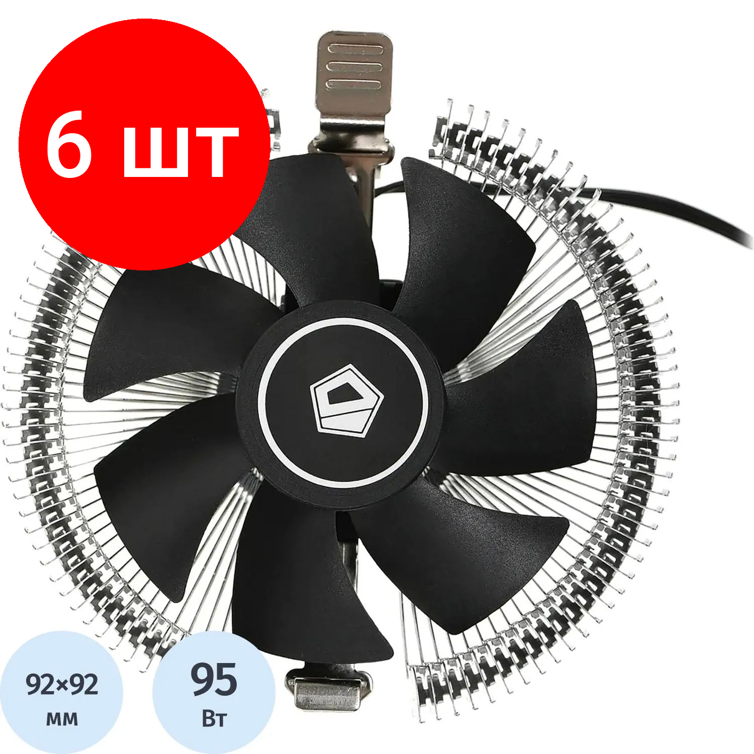 Комплект 6 штук, Кулер ID-Cooling DK-01T Soc-AM5/AM4/1151/1200/1700 черный 3-pin 24dB Al 95W