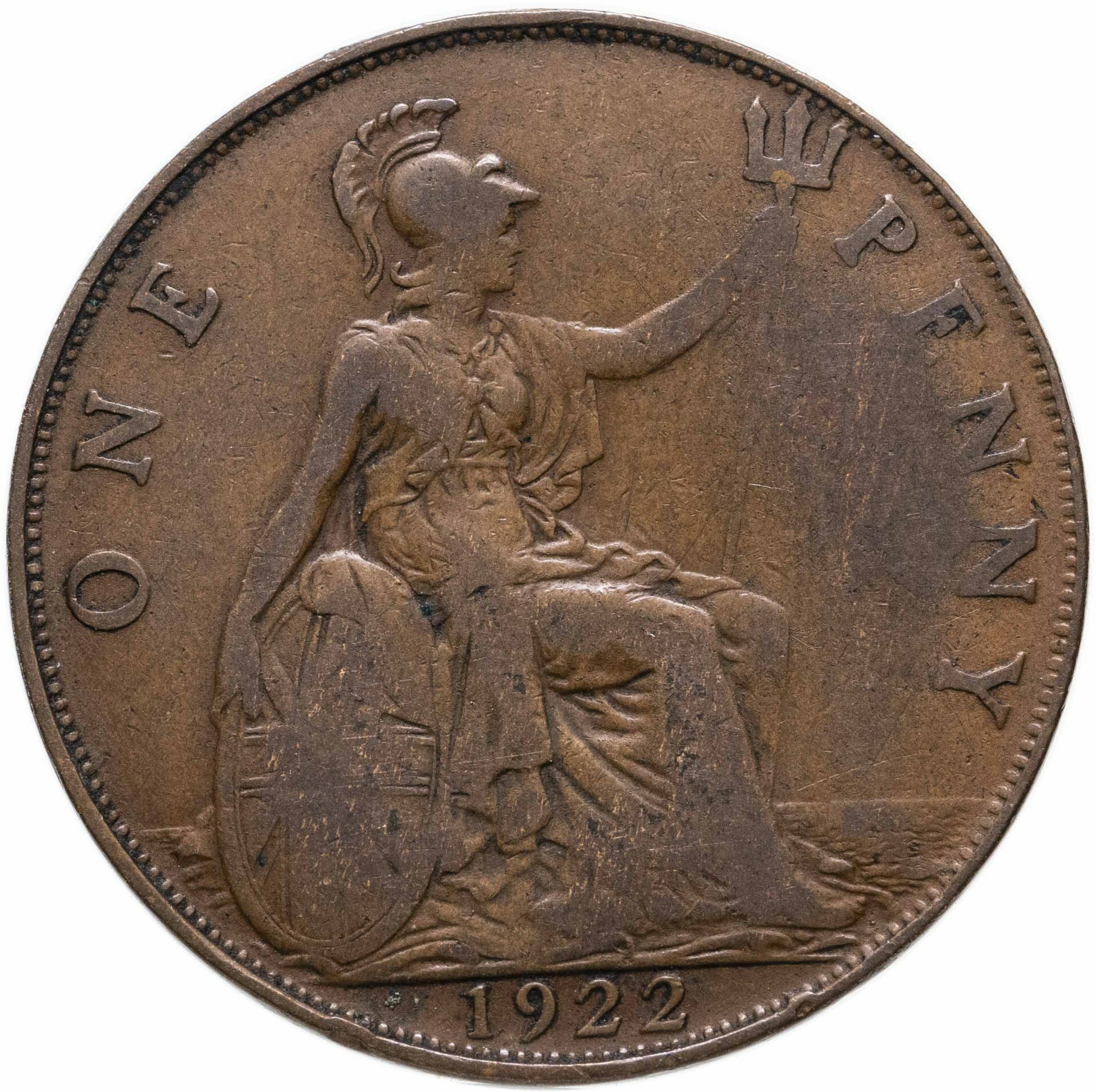 Великобритания 1 пенни penny 1922, Бронза, в сохранности VF
