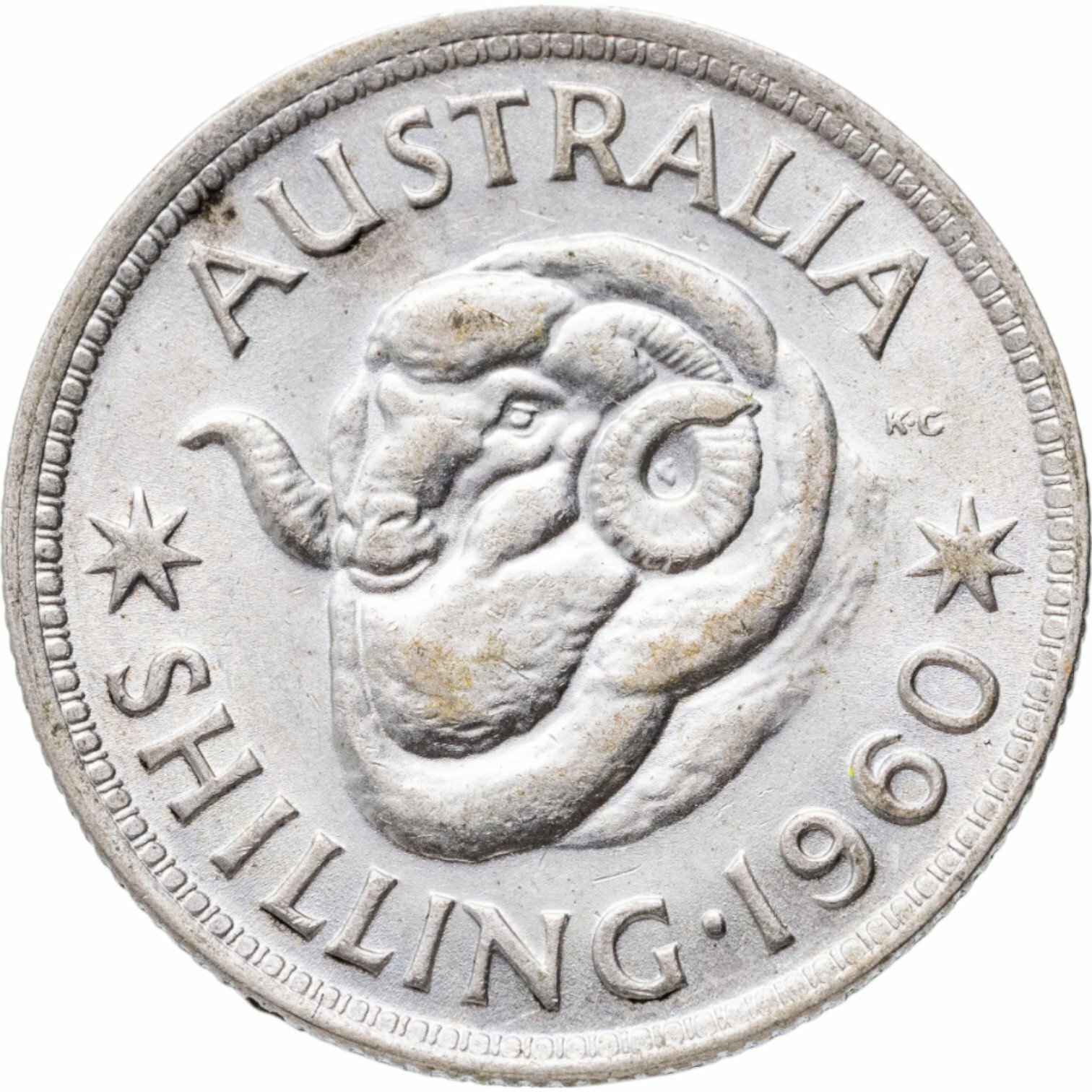Австралия 1 шиллинг shilling 1960, Серебро 500, в сохранности AU-UNC