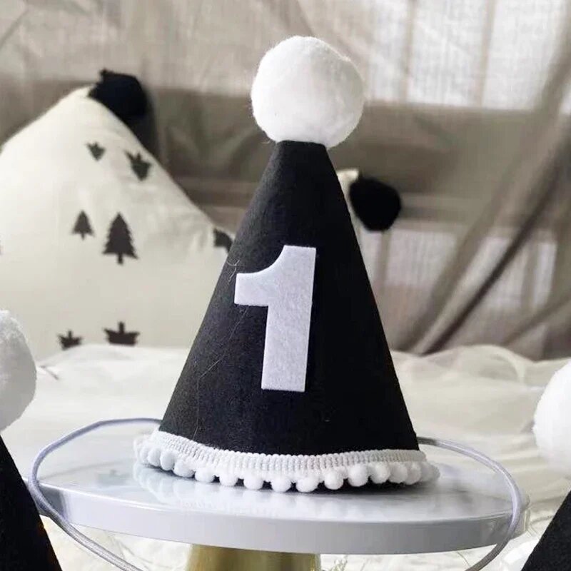 Детские льняные шляпы для дня рождения Black-1