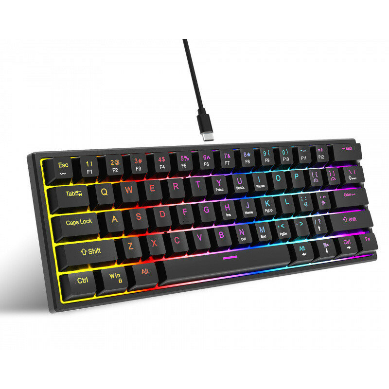 Клавиатура K61 с механическими клавишами Cherry Blue, проводная RGB-игровая клавиатура для ноутбука с Type-C Цвет：K61