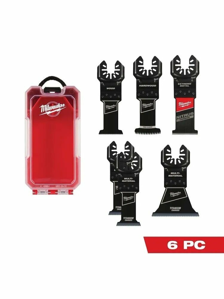 Milwaukee Набор пильных полотен OPEN-LOK 6 шт для реноватора, биметалл/карбид, в кейсе