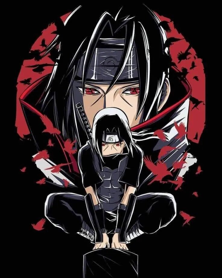 Алмазная мозаика "Наруто Итачи арт Аниме" 30х40 Алмазная вышивка / картина стразами