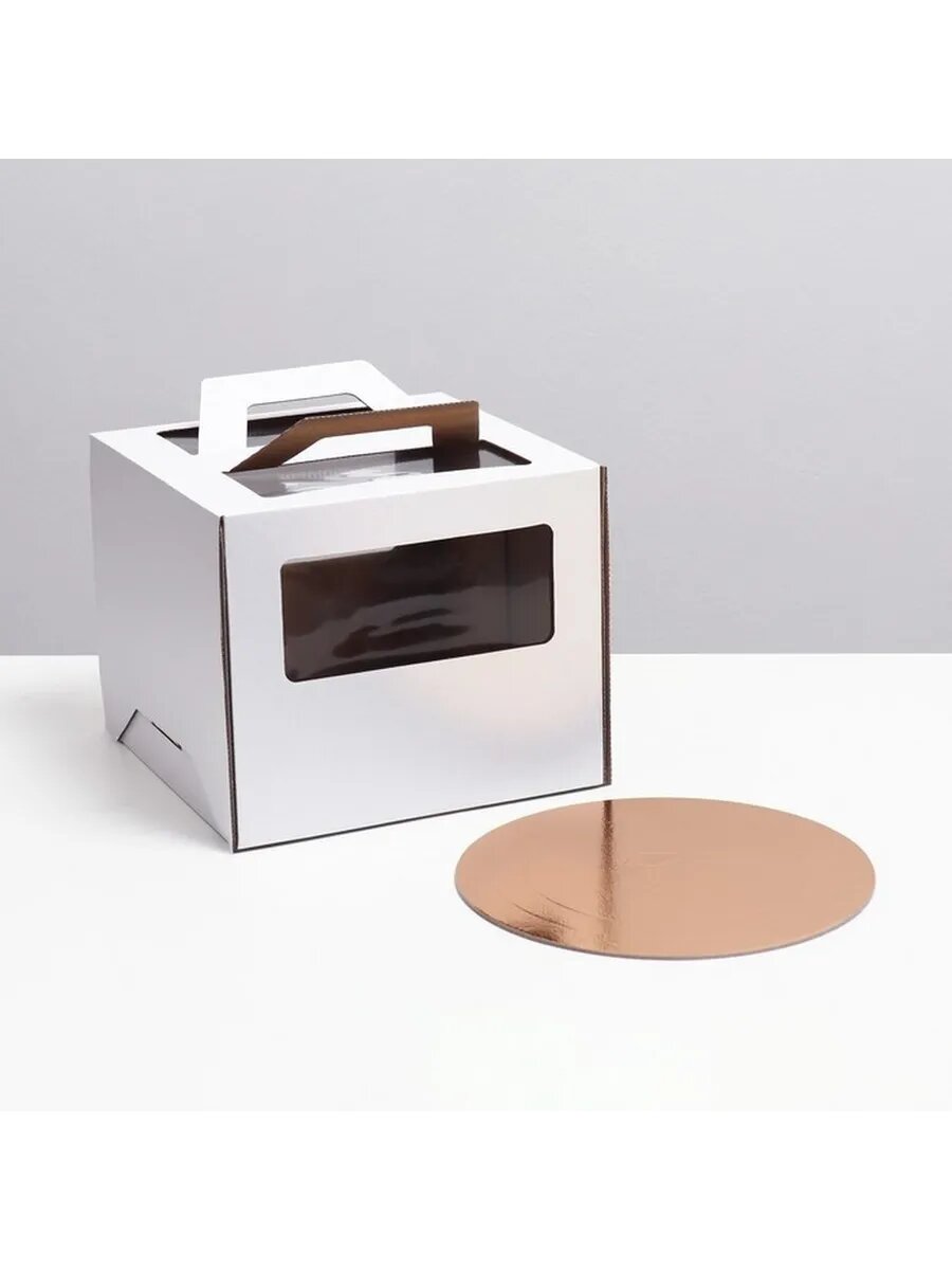 Элегантная коробка для тортов с окнами и ручками