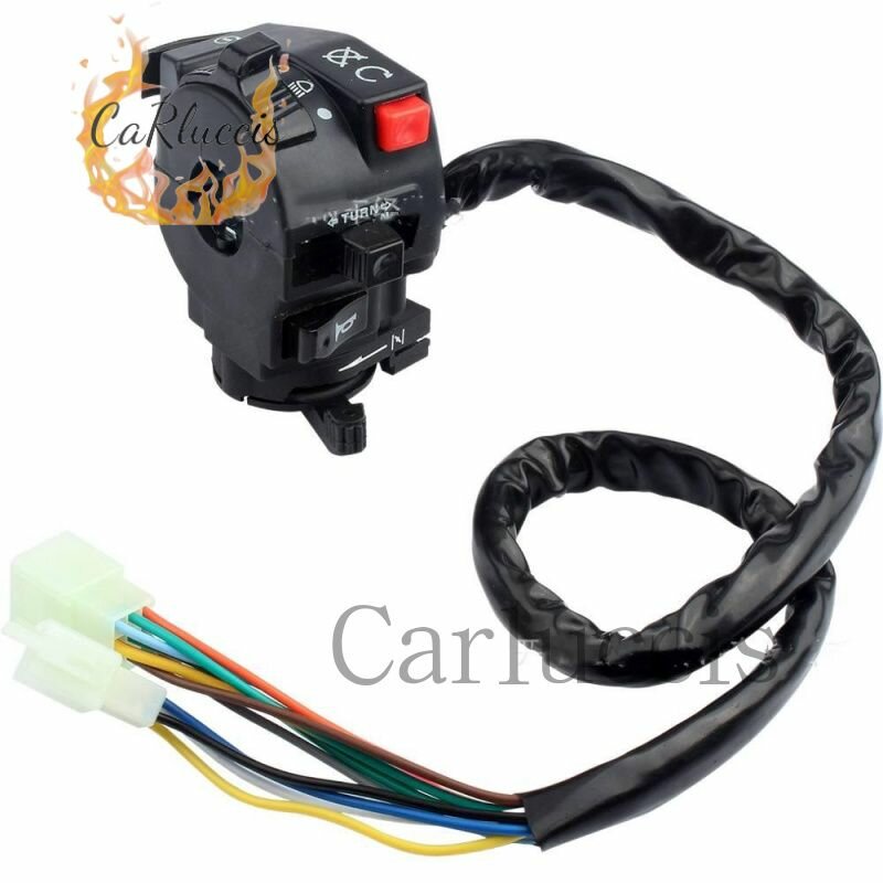 Левый блок переключателей для ATV и мини-байков 150–300cc на руль 22 мм, 12 проводов (8+4): старт, подсос, свет, поворотники