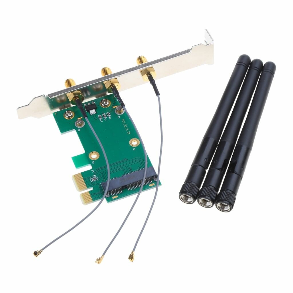 Беспроводная карта Wi-Fi Mini PCI-E в 1X адаптер с 3 антеннами для внешнего ПК