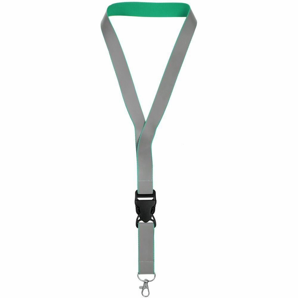 Лента светоотражающая Interlevel, зеленая с серым, длина с карабином 56 см; ширина 2,5 см