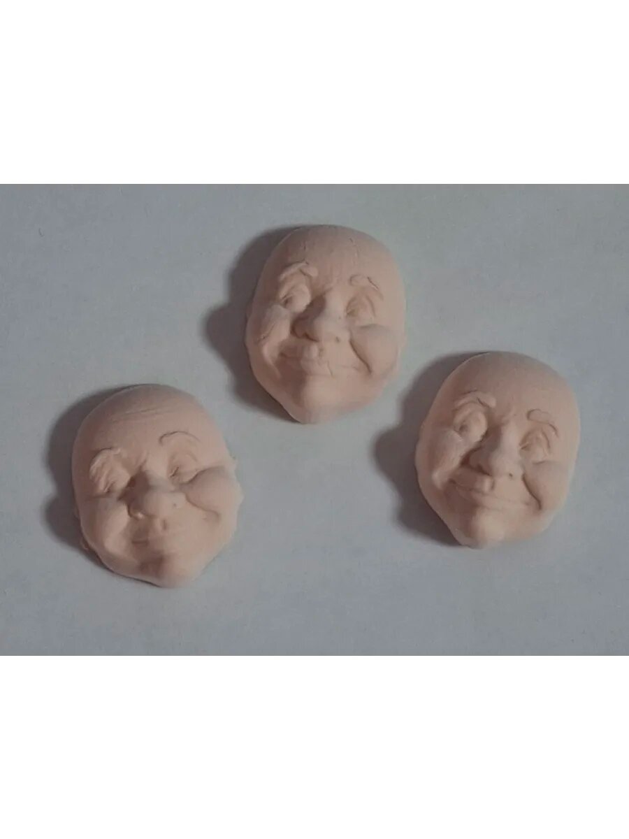 Набор лиц для ватной игрушки - 3 шт, цвет - беж