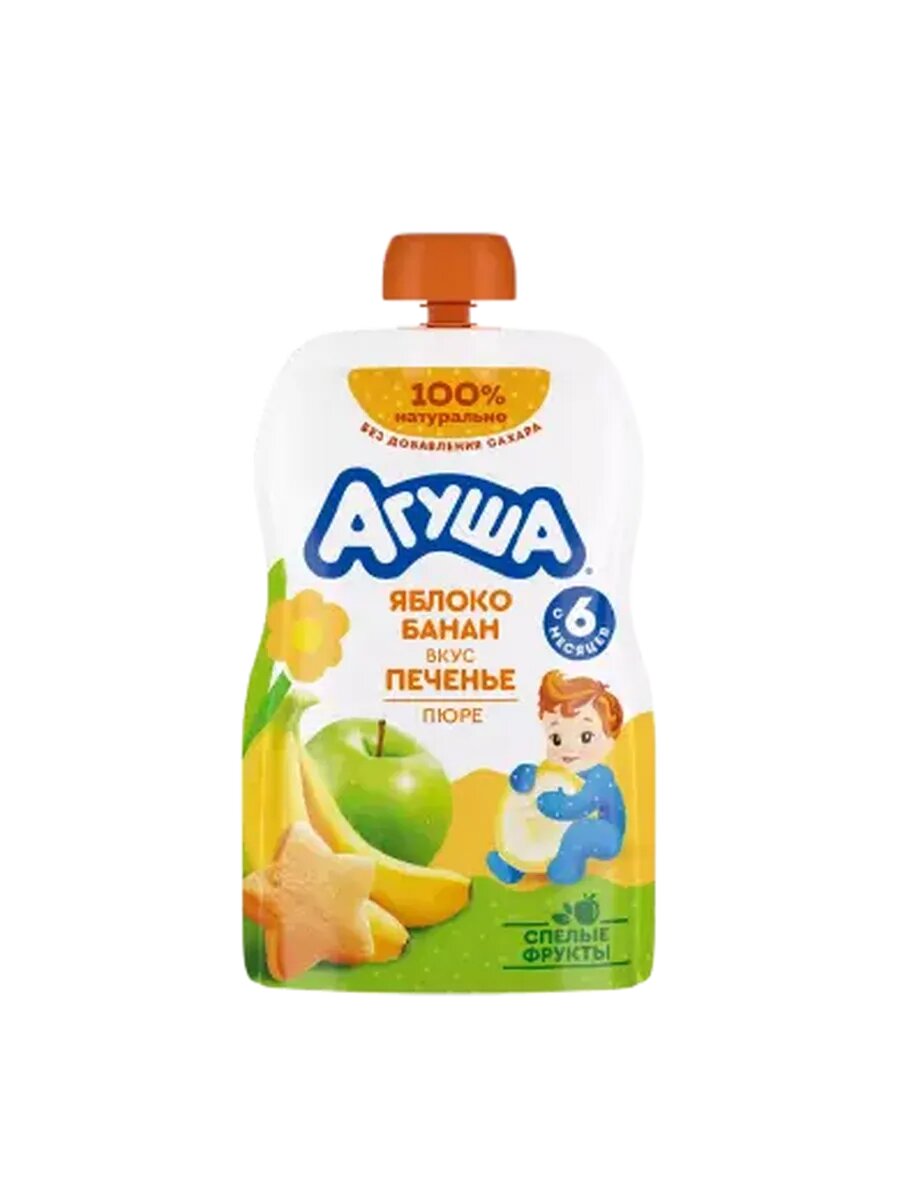 Агуша Пюре яблоко/банан/печенье 90г