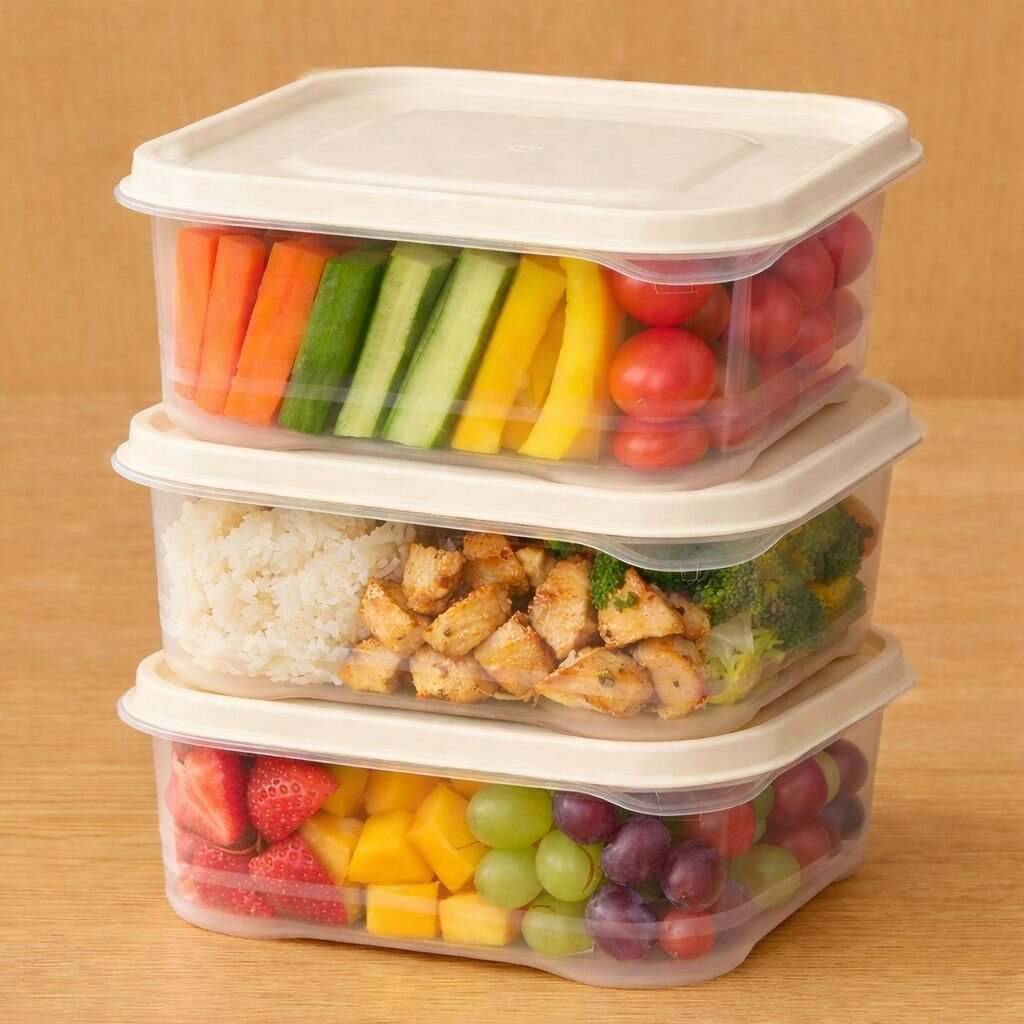 Контейнеры для хранения продуктов с крышками, набор 3 шт, 1100 мл