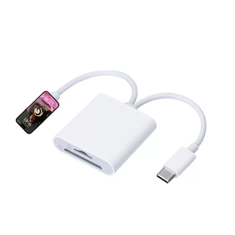 Универсальный кардридер для Android Type-C, Apple, SD/TF/USB OTG, для зеркальных камер. Двойная линия [чтение TF/SD]
