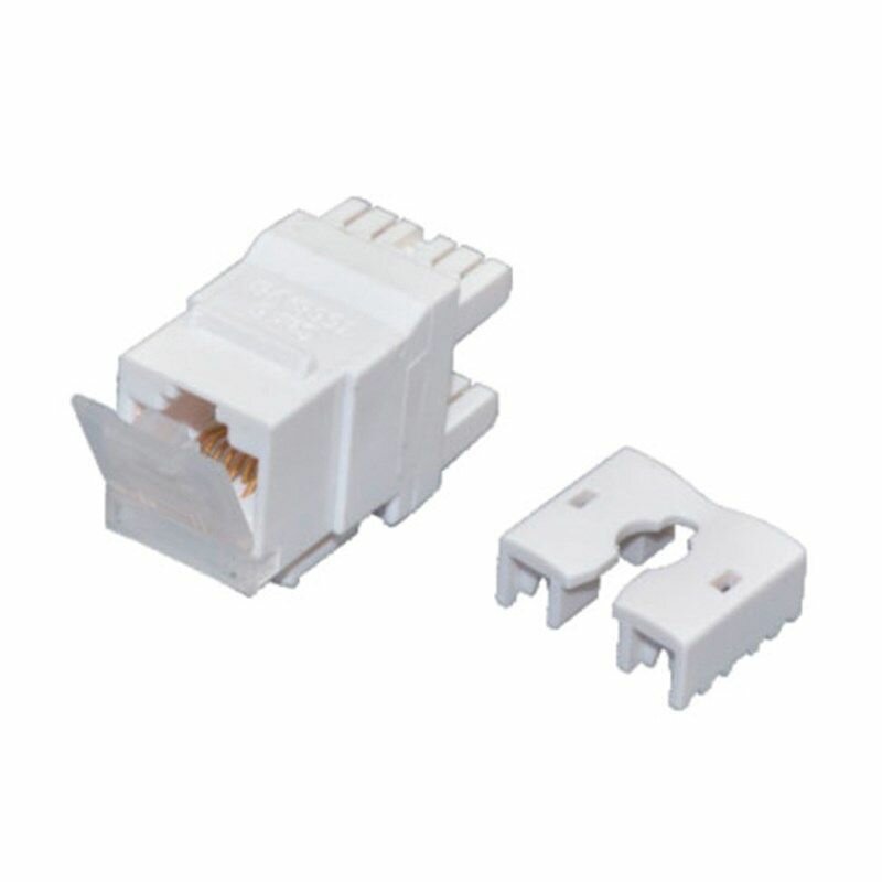 Модуль Keystone Jack RJ-45(8P8C), UTP неэкранированный, CAT 6, тип 180 градусов, с пылезащитной шторкой, белый REXANT PRO