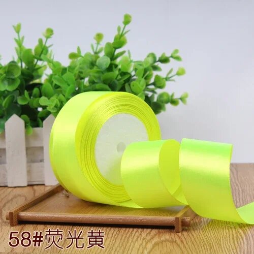 Мerylover полушелковые ленты для рукоделия 25 ярдов Fluorescent yellow, 20mm