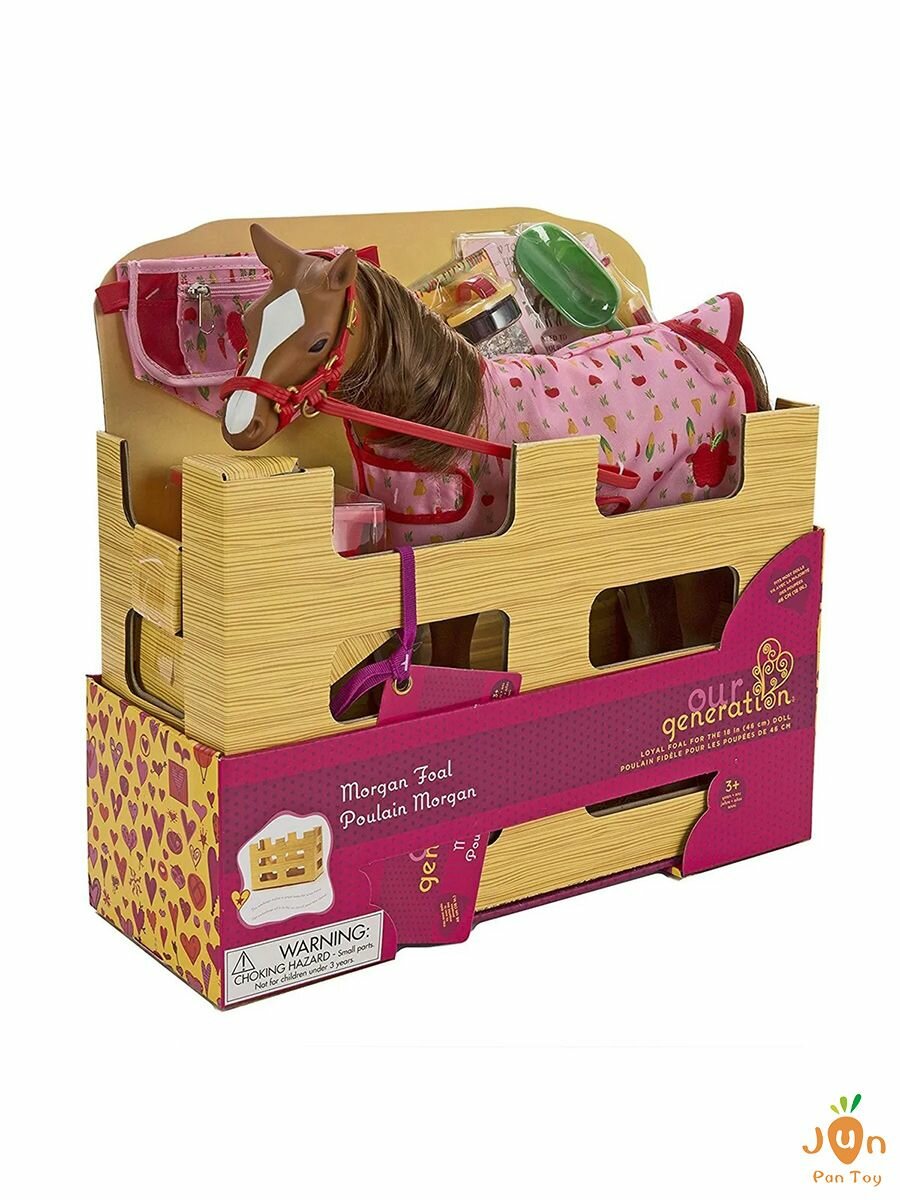 Our Generation Morgan Foal / Игрушка для девочек - коричневый пони с аксессуарами, 35 см. Подходит в качестве подарка на день рождения.