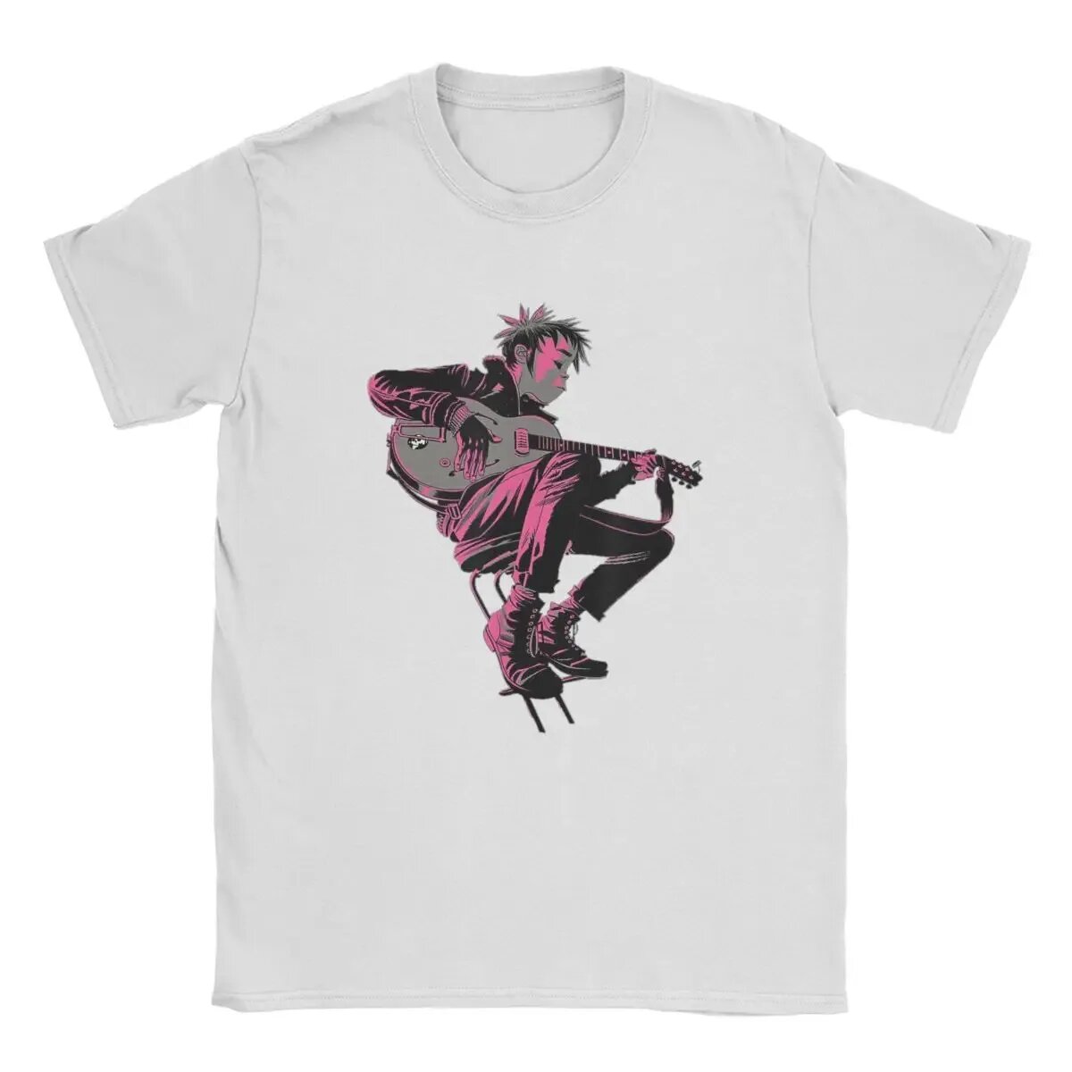 Gorillaz Geep Logo Reverse Мужская футболка Музыкальная группа Панк-рок 90-х годов Y2K Винтажная футболка с коротким рукавом и круглым вырезом Хлопок Плюс Размер Топ