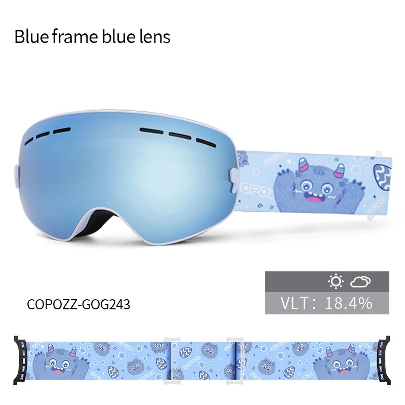 Детские лыжные очки COPOZZ Blue Monster, цвет: Blue
