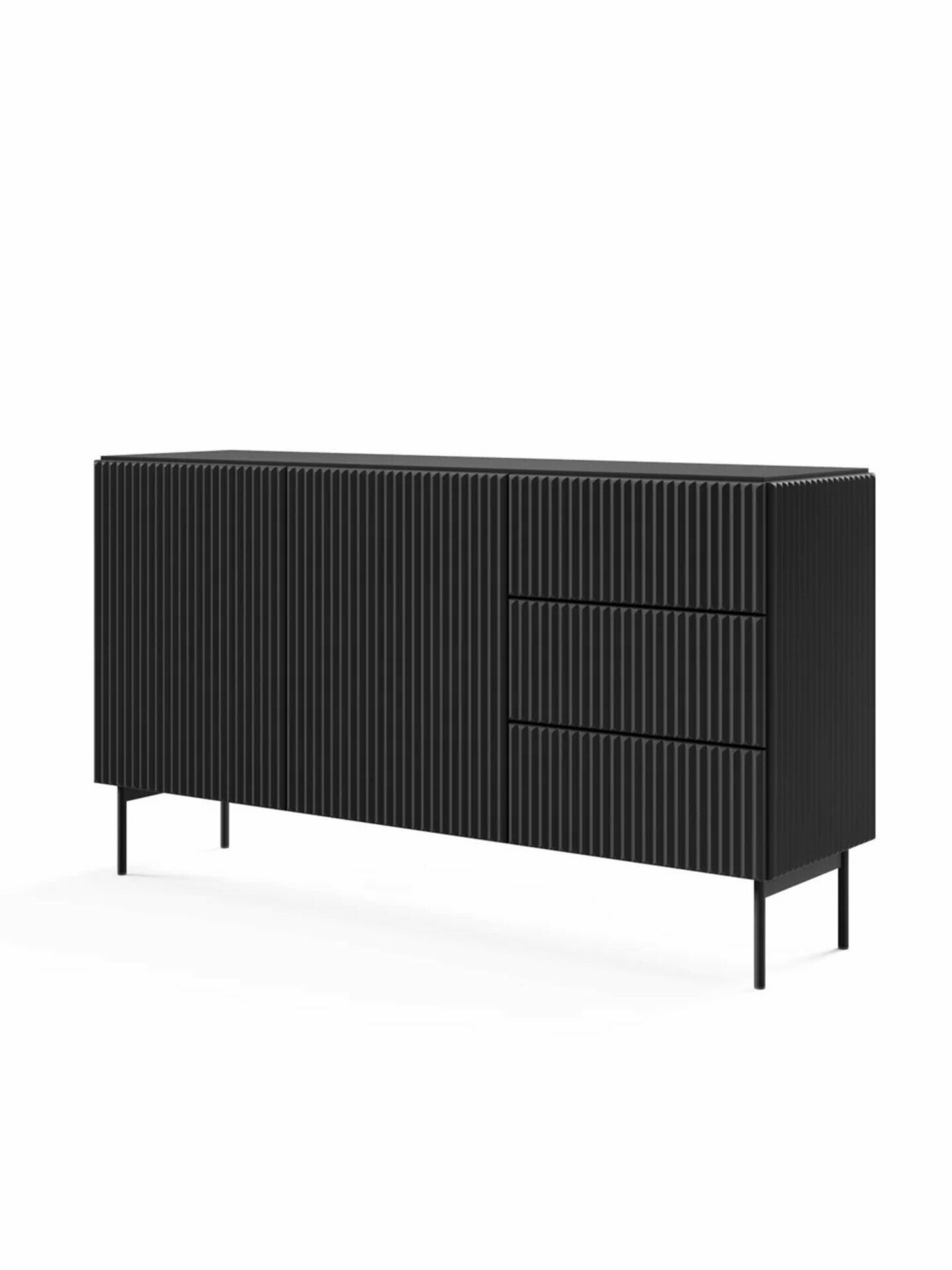 Тумба Стрикт 02 МДФ Черный Моно Черный NOW 147x40x81 см, Фиеста