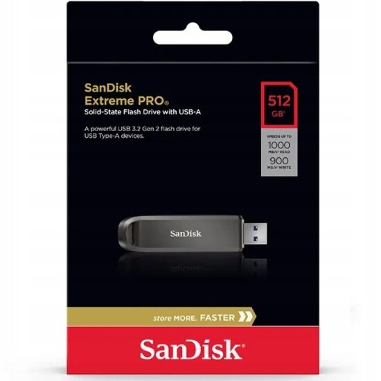 USB флешка Sandisk 512Gb Extreme Pro USB 3.2 Gen 2 (1000/900 Mb/s)