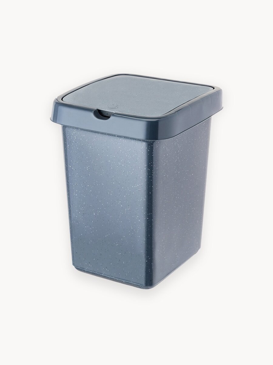 Контейнер, ведро для мусора 25 л 29,5х33,5х42 см El Casa Стоун с крышкой, темно-серый