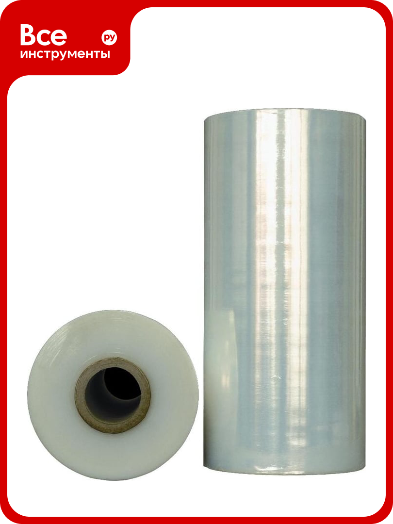 Стрейч-пленка для машинной упаковки ООО Комус первичное сырье, 180%, 20 мкм, 50 см, 1740 м, 16 кг нетто, применяется