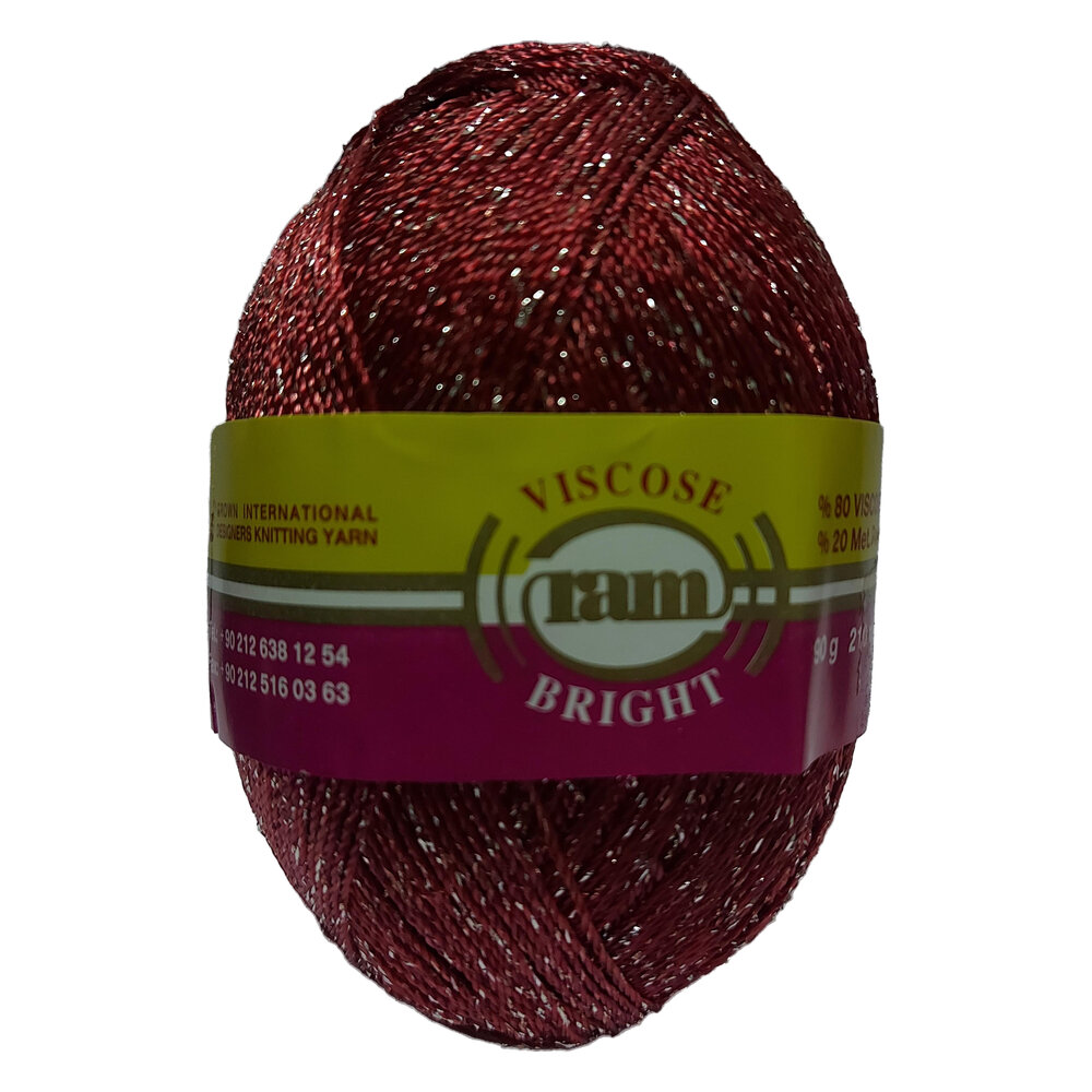 Пряжа для вязания Ram (YarnArt) Bright 012 бордовый с серебром 1 моток 90 гр/340 м 80% вискоза, 20% металлик