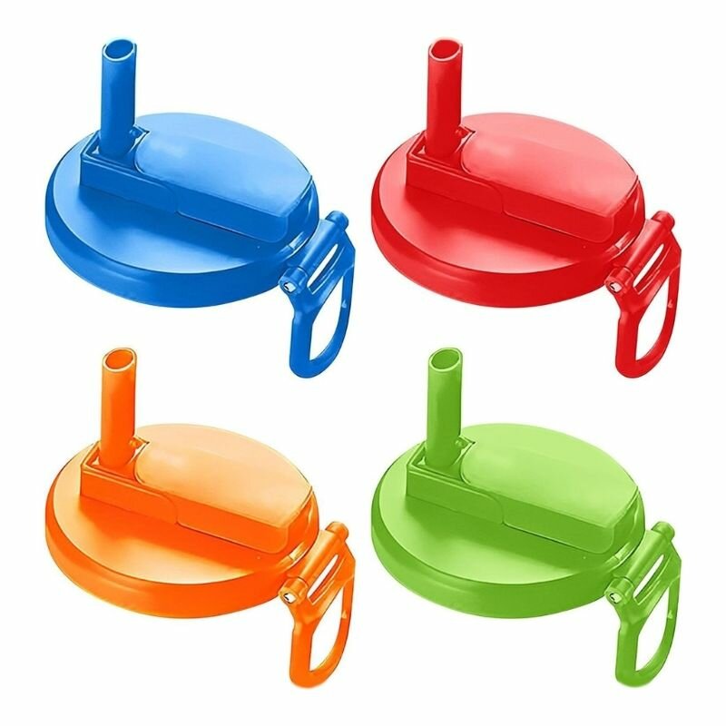 1 набор из 4 соломинок, крышек для банок из-под газировки-4 цвета