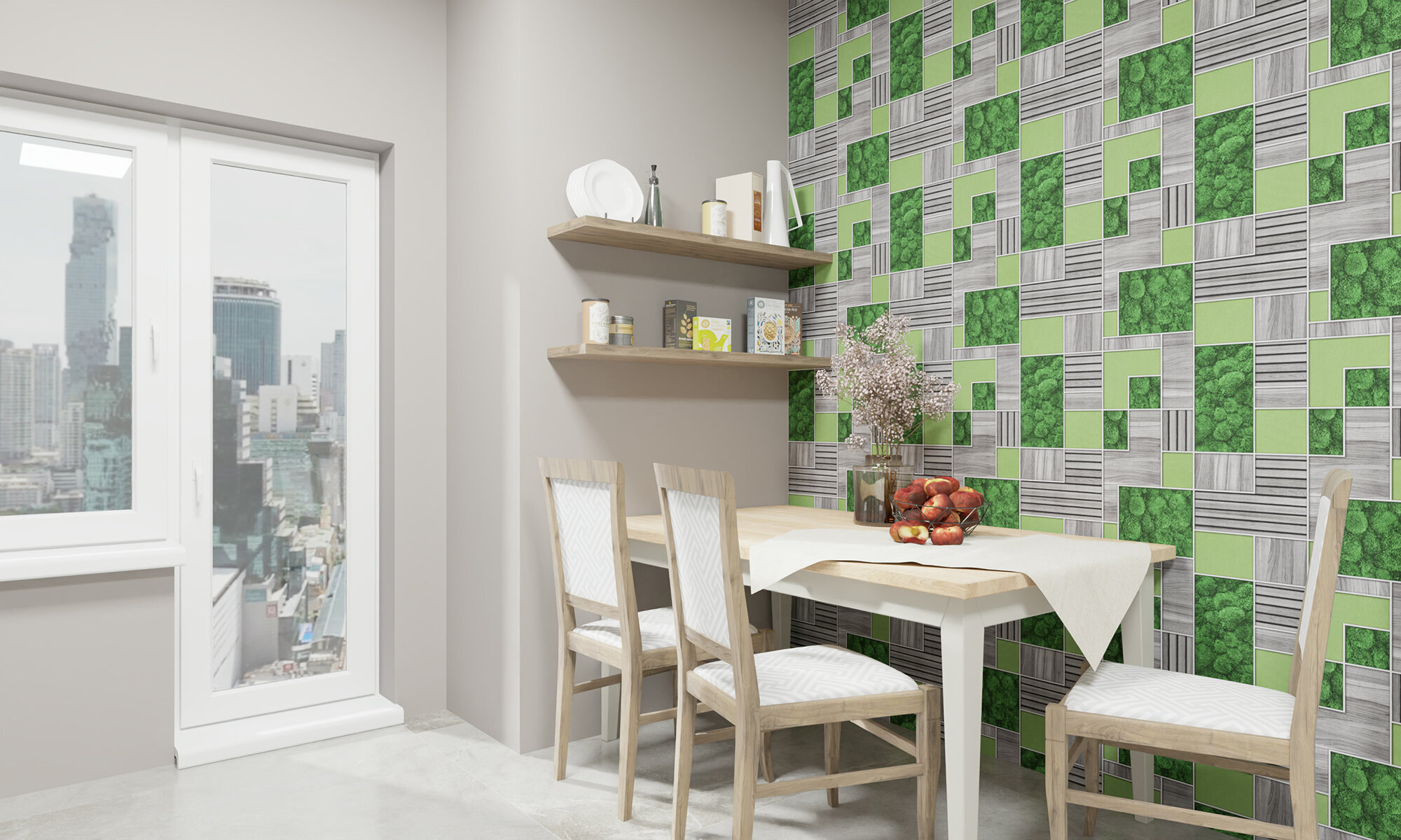 Обои бумажные, моющиеся, полуметровые, 0,53*10м, Панно 3