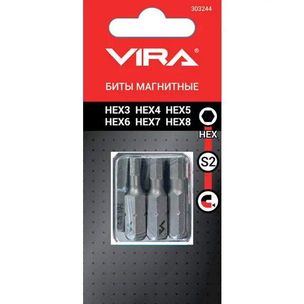 Набор бит магнитных Vira 303244, 6 шт.