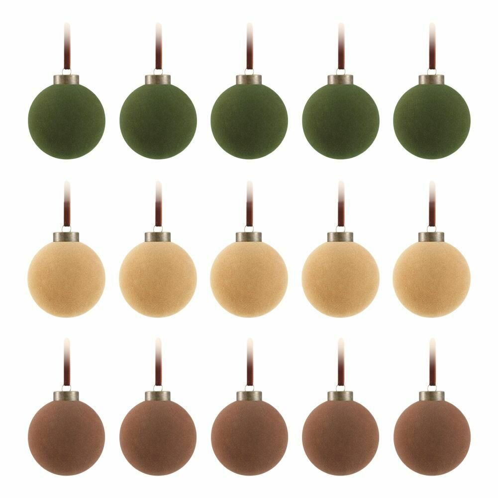 Набор бархатных фенечек для елки, 15 штук.