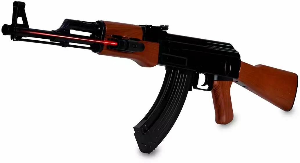 Автомат детский КНР пластмассовый АК-47 305 лазерный прицел, 87 см, на батарейках