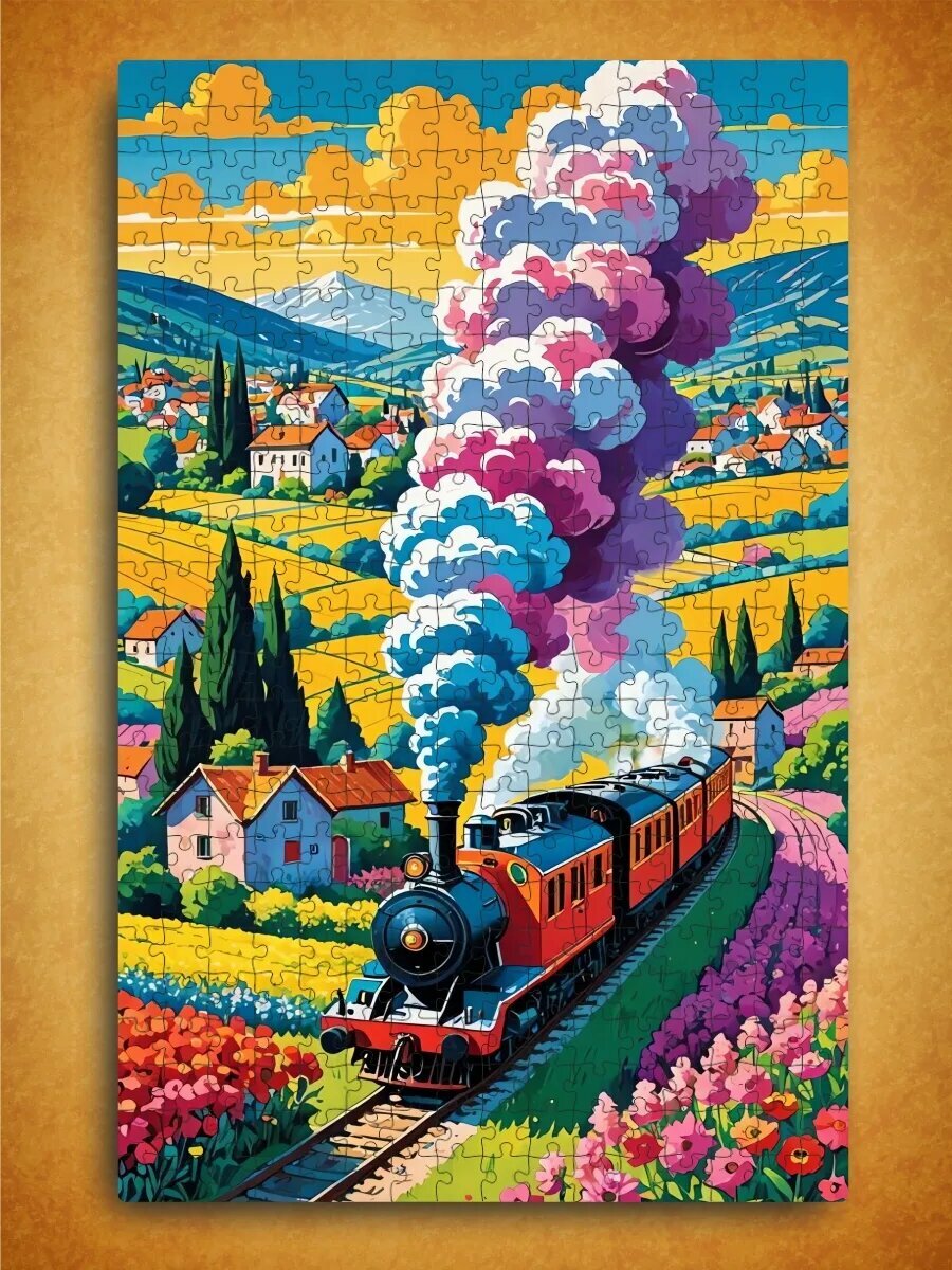 Деревянный пазл в подарок "Поезд"