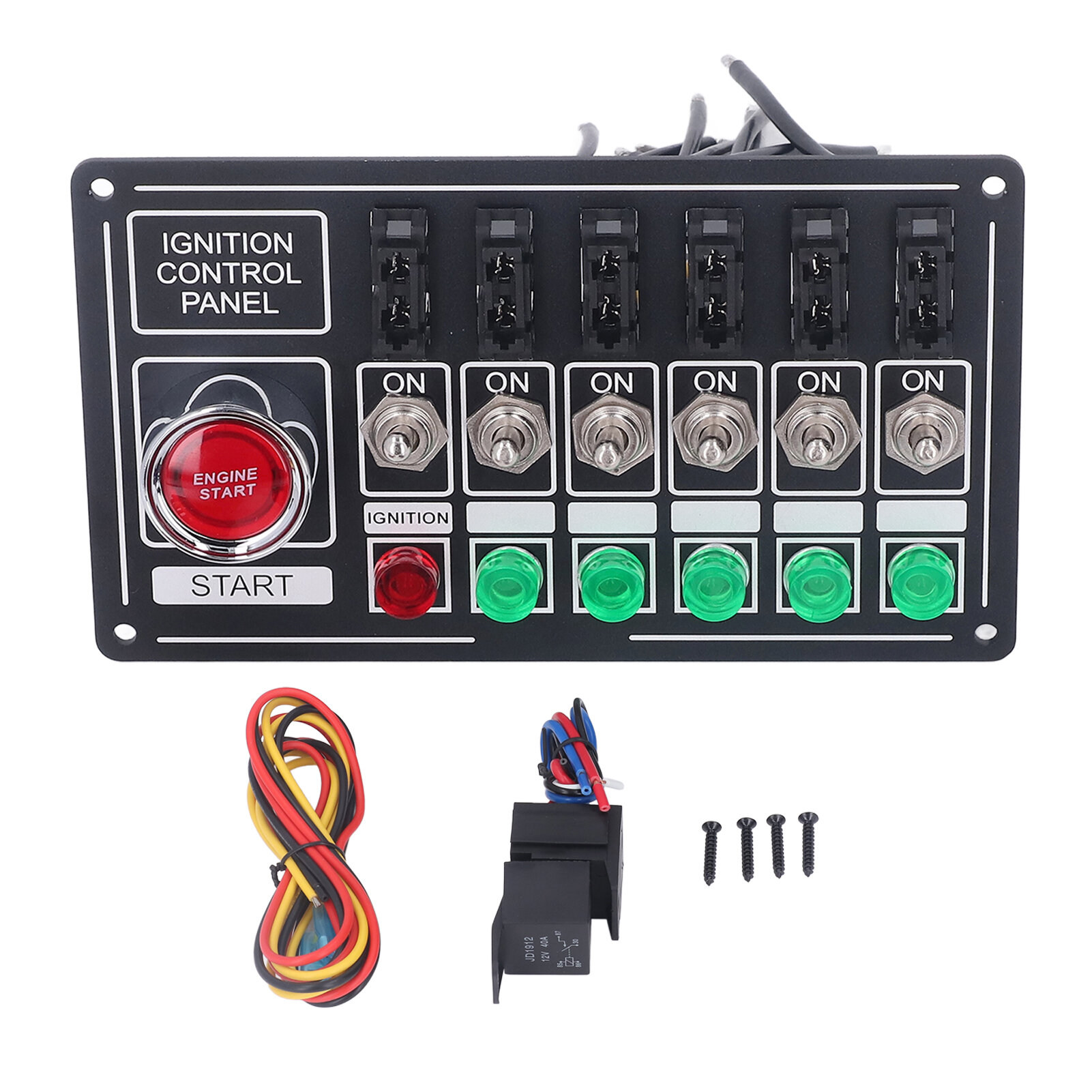 Панель переключателей зажигания в гоночном стиле на 6 позиций с предохранителем, многофункциональная универсальная кнопка запуска двигателя автомобиля