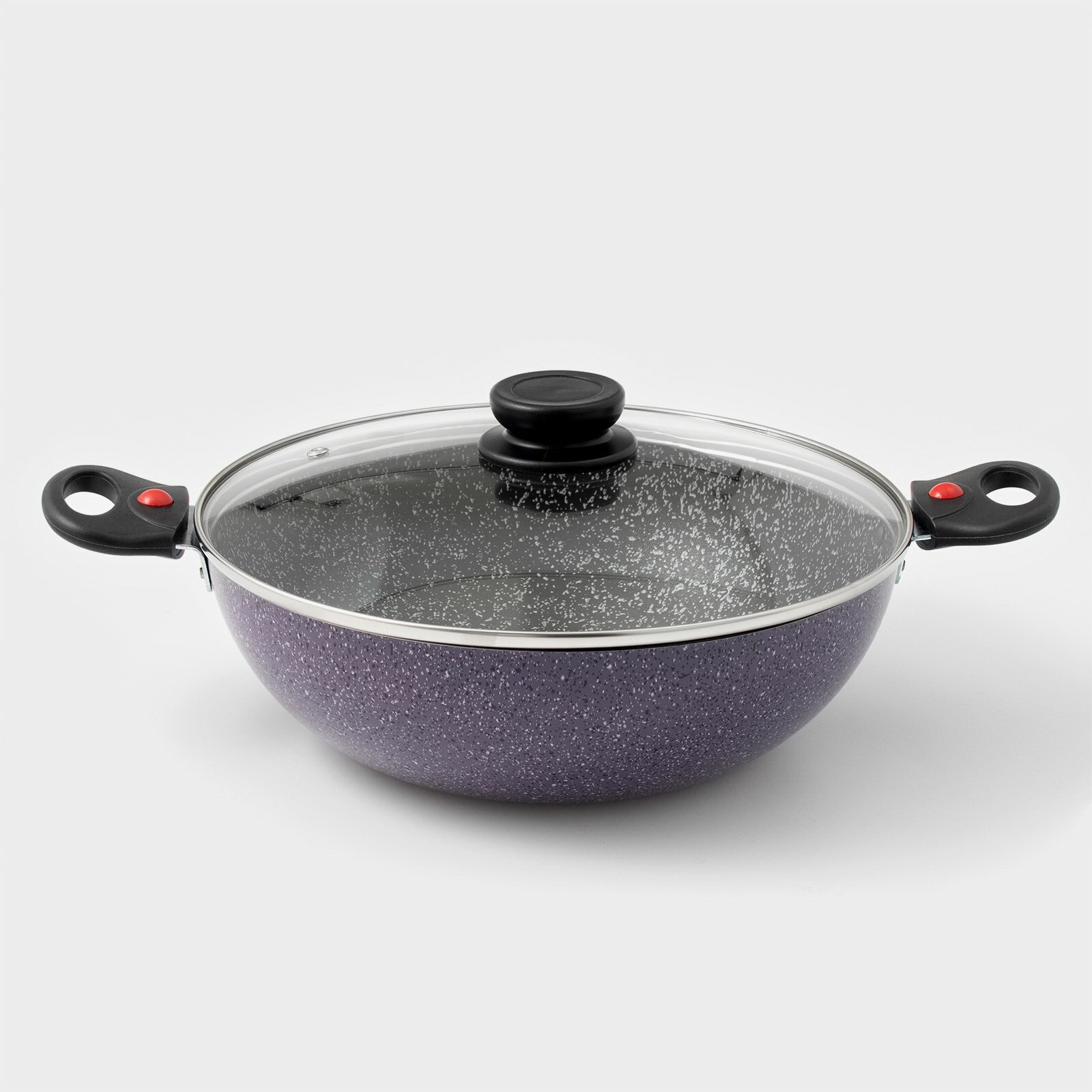 Казан алюминиевый, 4 л, d=28 см, стеклянная крышка, две съёмные ручки, фиолетовый