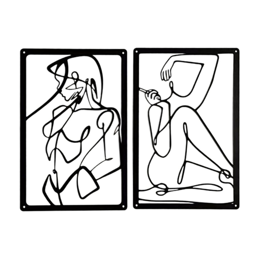 2шт Уникальная Абстрактная Женская Скульптура Абстрактный Акцент Металлический Знак Кованые Декоры Гобелены Подвески для Любителей Искусства