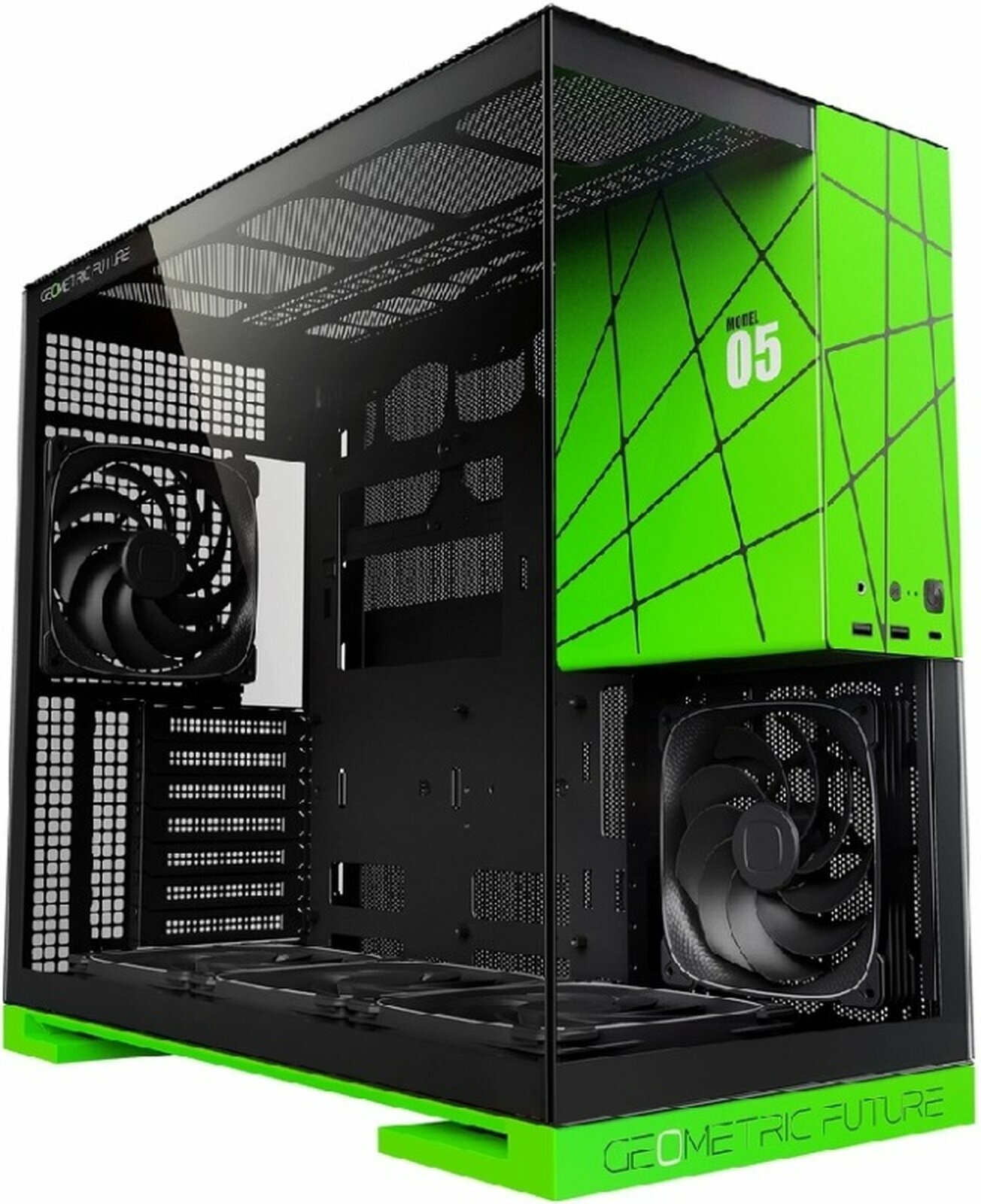 Корпус Midi-Tower Geometric Future Model 5, ARGB, E-ATX, NV Style Limited Edition, черный/зеленый (1AM5WKNV01100)