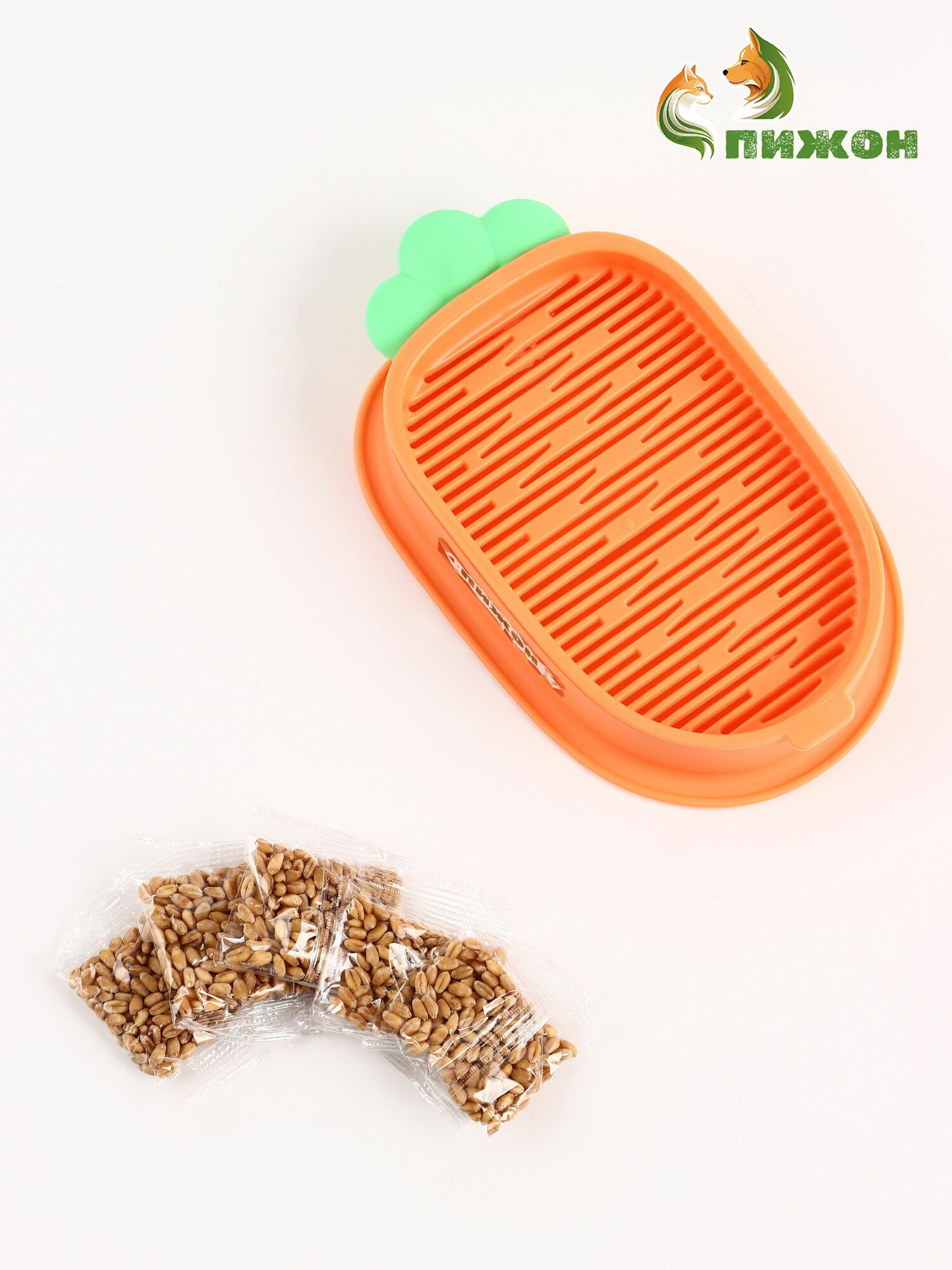 Проращиватель травы для кошек. 15x10x4, семена овса в комплекте, пластик, оранжевый