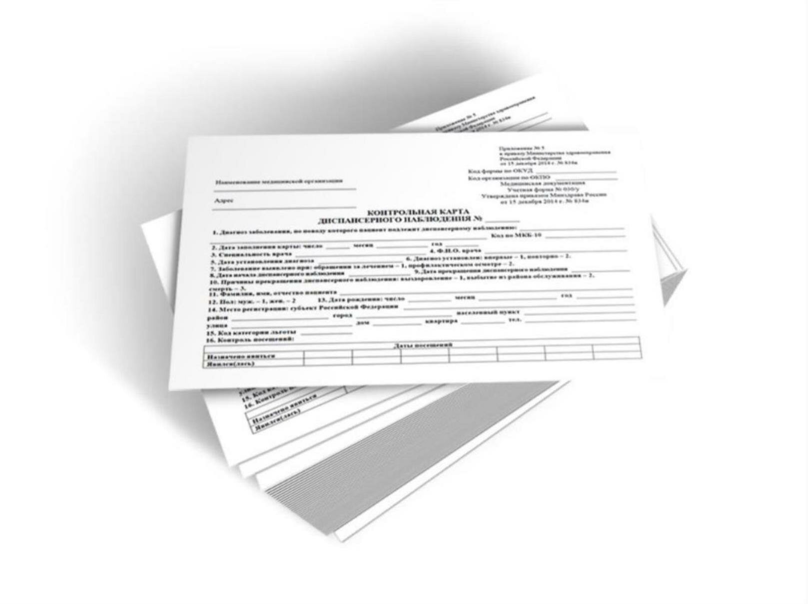 Контрольная карта диспансерного наблюдения (Форма № 030/у)