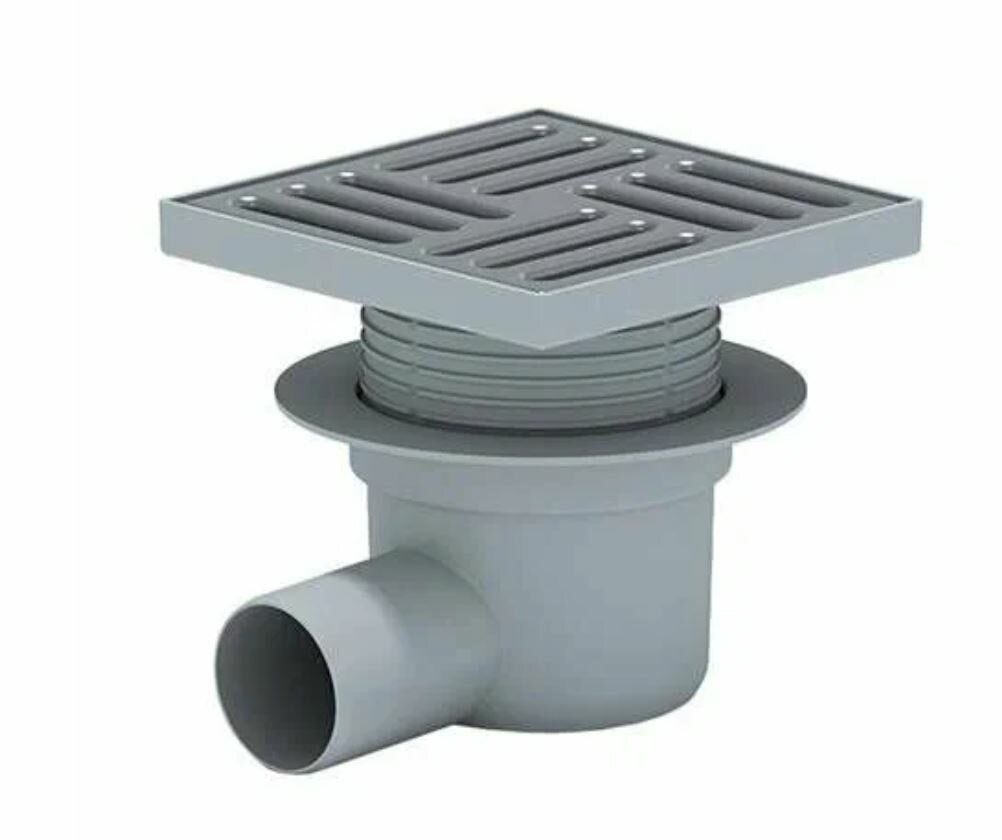 Трап горизонтальный Ани-пласт D50 регулируемый, решетка 150х150, нерж. сталь (ТА5612)