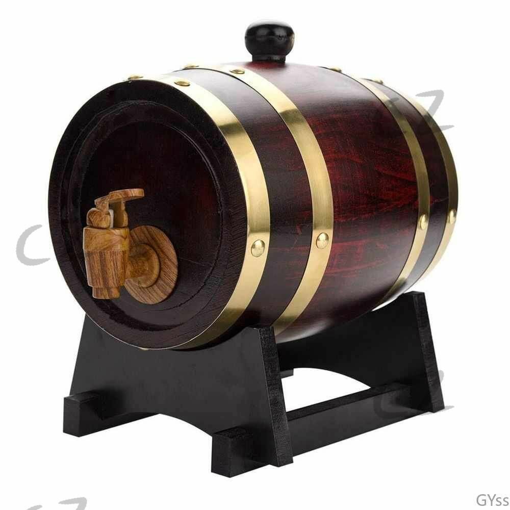 Бочка дубовая на подставке, 5л, Деревянный смеситель, Ретро стиль