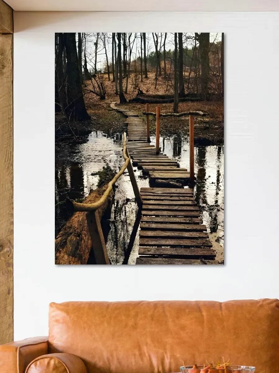 Картина на стену "Осенняя переправа" 30х40см 1шт.