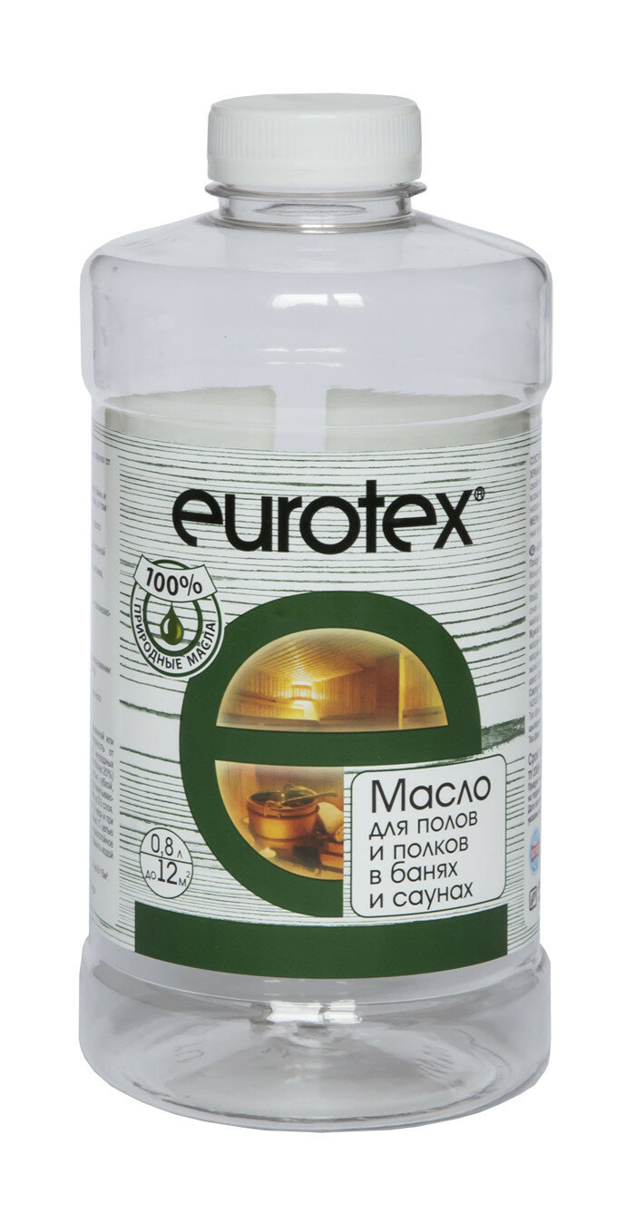 Масло Eurotex-Сауна, огнебиозащитное, для дерева, бесцветное, 800мл