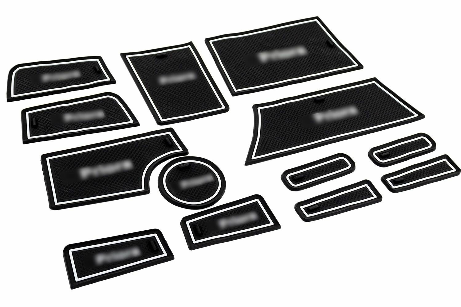 Комплект силиконовых черно-белых ковриков панели приборов и консоли для Лада Приора 2 (2013-2018)