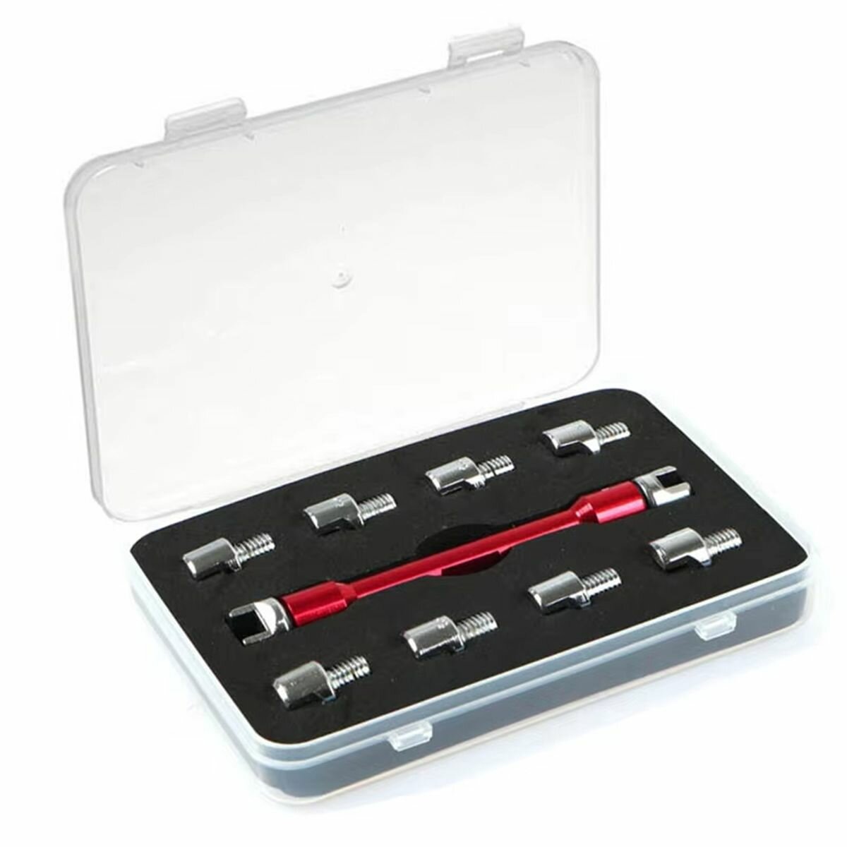 Инструмент для ремонта спиц мотоцикла, квадроцикла, скутера, мотоцикла с ЧПУ, ключ для ремонта спиц с 10 сменными насадками 5,0 6,8, красный