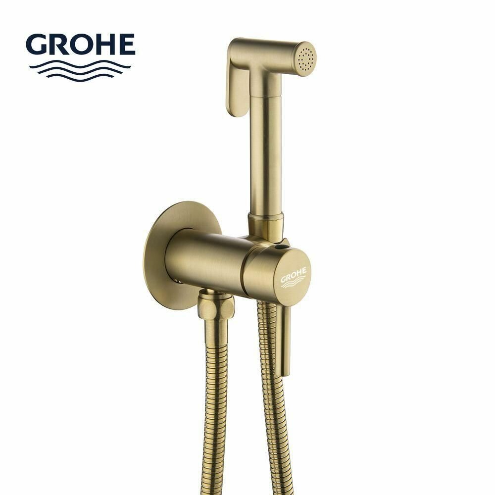 Встраиваемый смеситель для биде с гигиеническим душем, латунь, горячая/холодная вода, матовое золото. GROHE