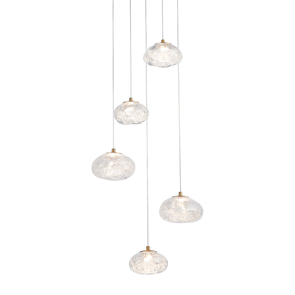 Подвесной светильник Delight Collection P98065 P98065-5 antique brass, Прозрачный/Латунь, LED, 5 x 2 Вт.