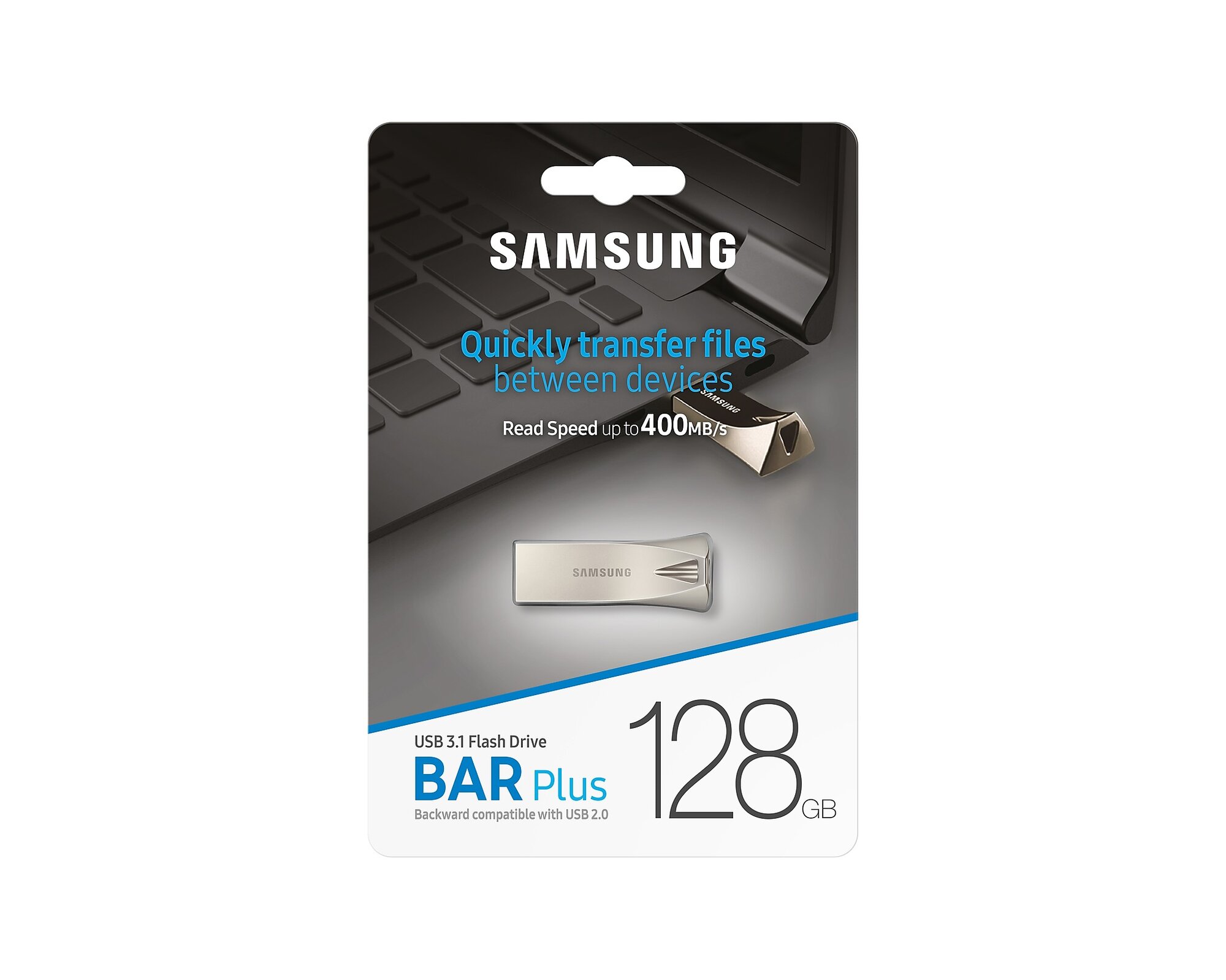Флешка Samsung BAR Plus USB 3.1, Silver, 128 ГБ