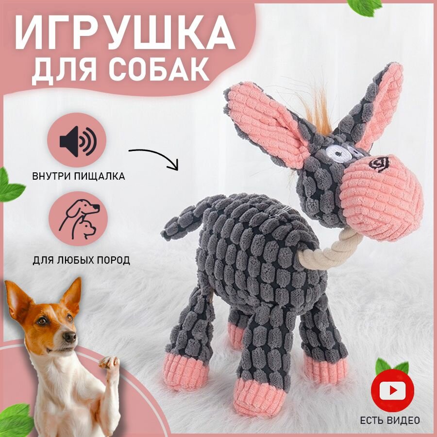 Мягкая пищащая игрушка для жевания и развлечения, с антистресс эффектом, идеально для щенков и собак мелких пород