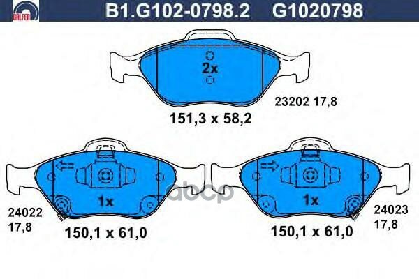 Колодки торм. пер. GALFER арт. B1-G102-0798-2