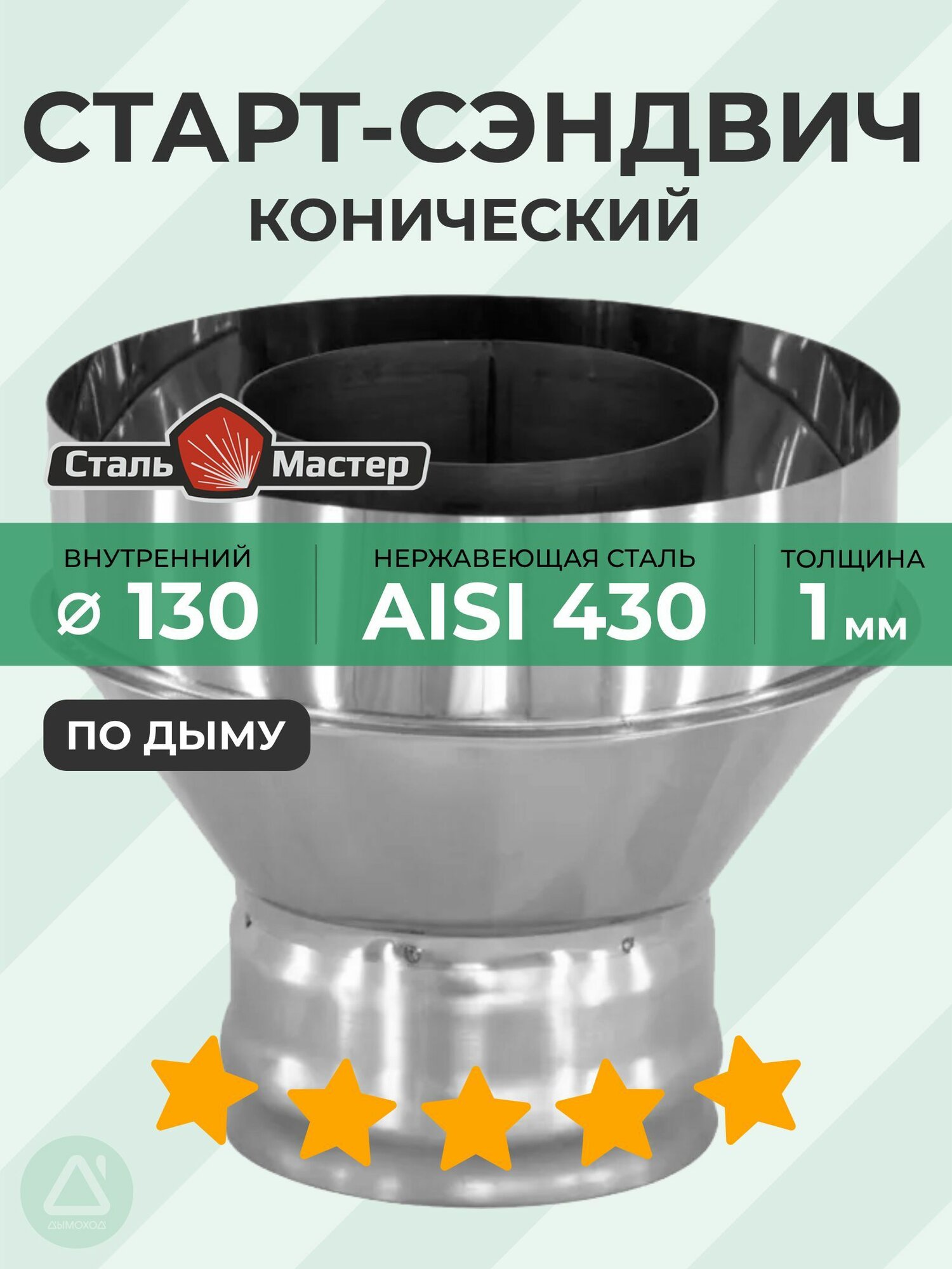 Конический старт-сэндвич 130 / 220 нерж 1 мм / нерж 0,5 мм