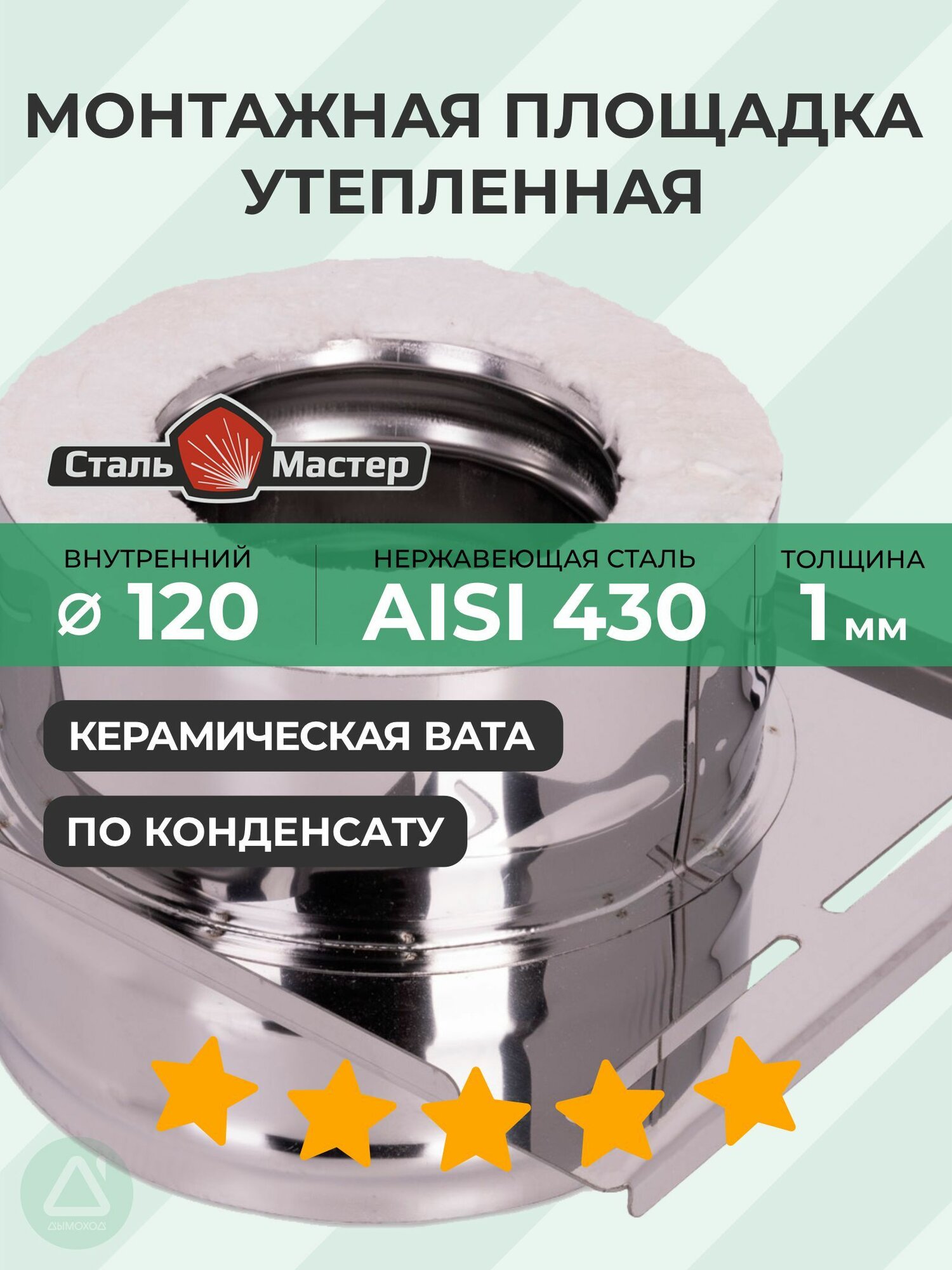 Монтажная площадка утепленная К 120 / 200 нерж 1 мм / нерж 0,5 мм супервул